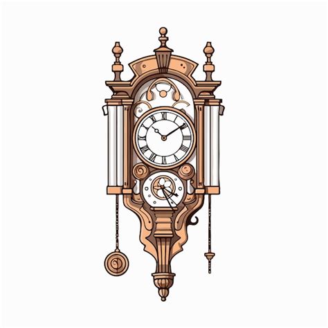 Pendulum Clock Line Vector Illustration Cartoon Premium Ai Generated