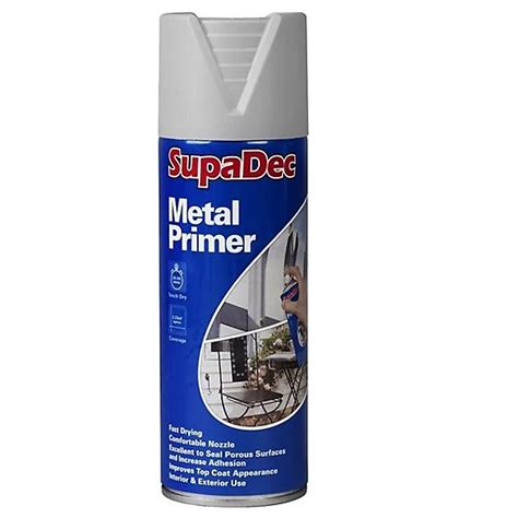 Supadec Metal Primer Spray Paint Grey 400ml Fast Drying Rust