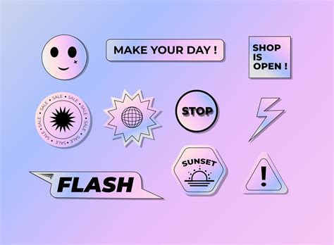 Set Sticker Element With Rainbow Colorful 12862559 Vector Art At Vecteezy