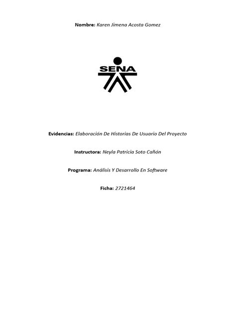 Elaboracion De Historias De Usuario Del Proyecto Pdf