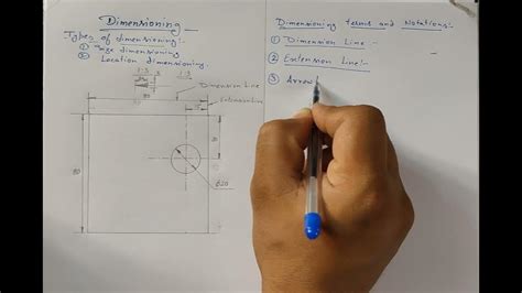 Engineering Drawing Dimensioning Terms And Notations Youtube