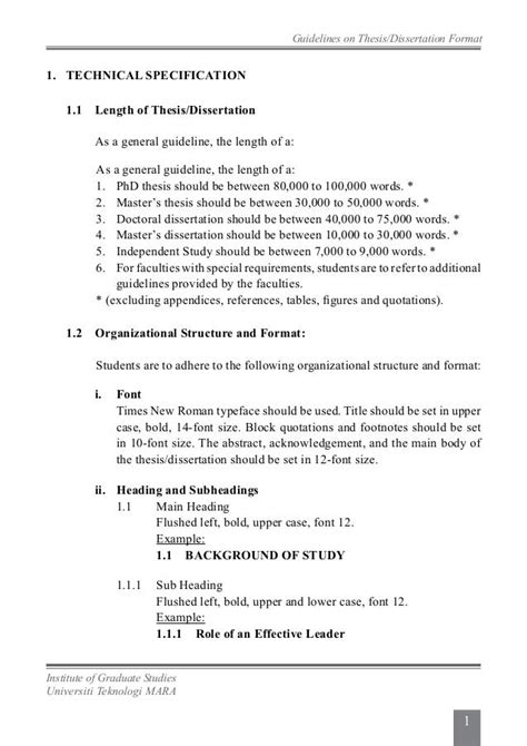 Formatting Guidelines Thesis And Dissertation Guide