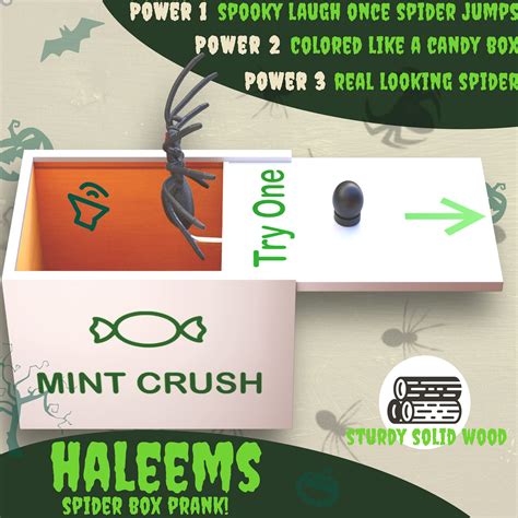 Haleems Spider In A Box Prank T The Only Spider Box Prank With Spooky Laugh Sound Wooden