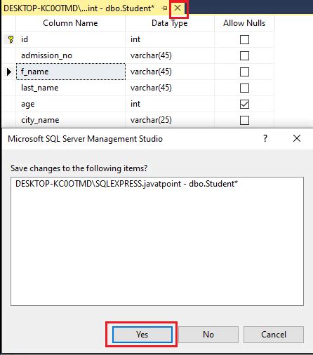 Rename Columns In Sql Server Javatpoint