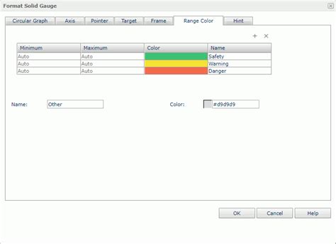 Format Solid Gauge Dialog Box Properties