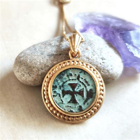 Antique Latin Cross Coin Pendant Christian Armenia Necklace Crusaders