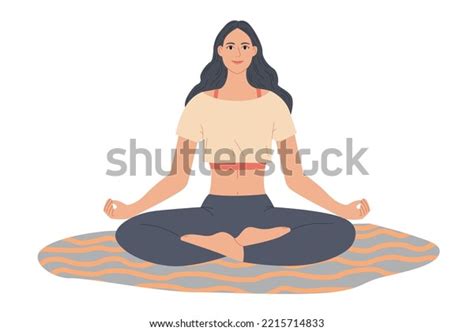 Woman Sitting Yoga Pose Home Girl Stock Vector Royalty Free