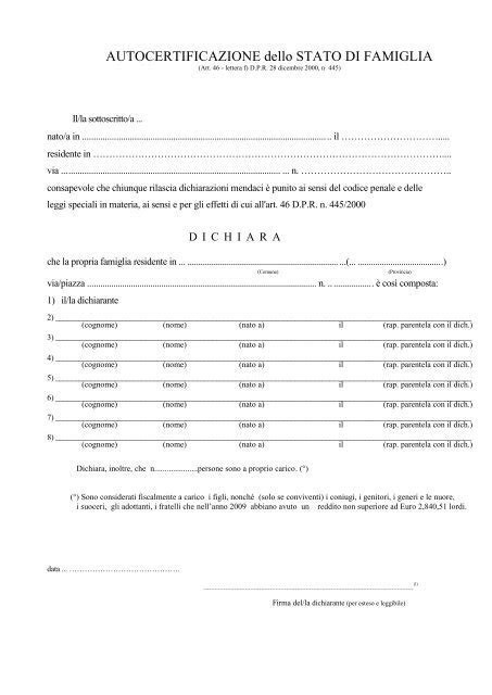 Stato Di Famiglia Autocertificazione Fill Out Sign On Vrogue Co
