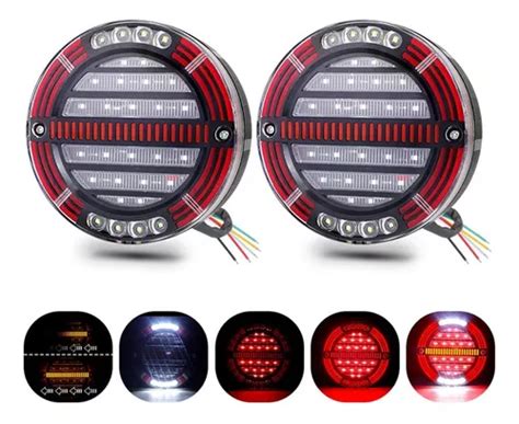 2x Luz Traseira Giratória De Freio Led Redondo Para Caminhão