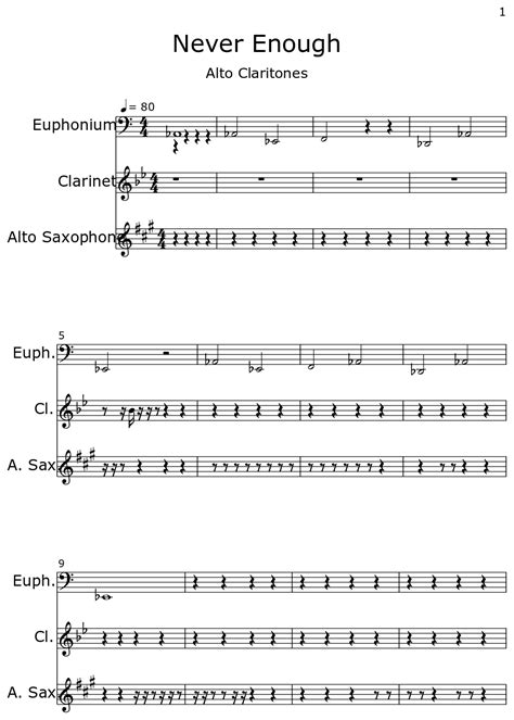 Never Enough Sheet Music For Euphonium Clarinet Alto Saxophone