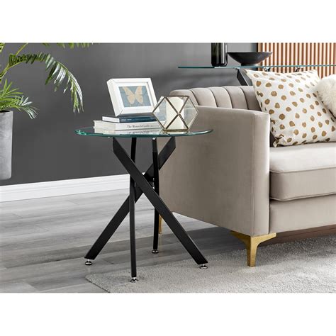 Novara Black And Glass Round Side Table