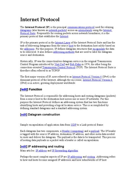 Internet Protocol Function Pdf Internet Protocols Internet Protocol Suite