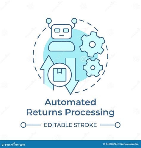 Automated Returns Processing Soft Blue Concept Icon Stock Illustration
