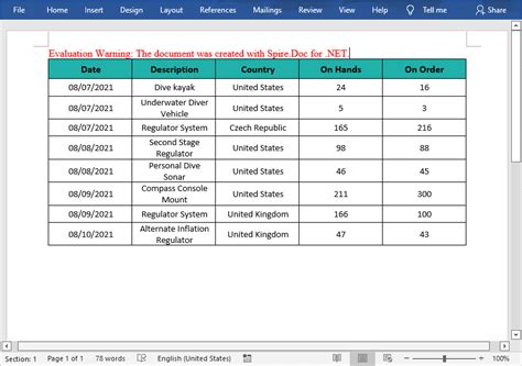 c vb create a table in word
