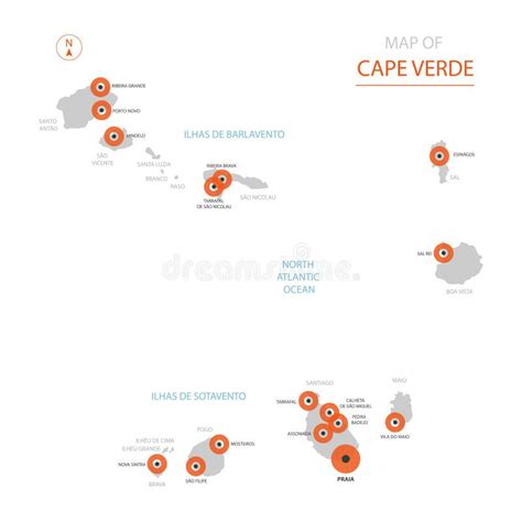 Carte Du Cap Vert Avec Des Divisions Administratives Illustration De