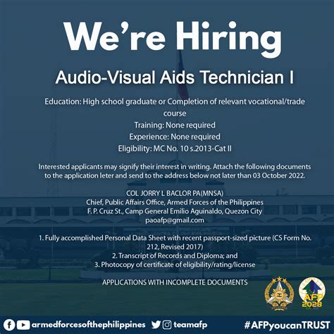 Looking For Audio Visual Aids Technician I