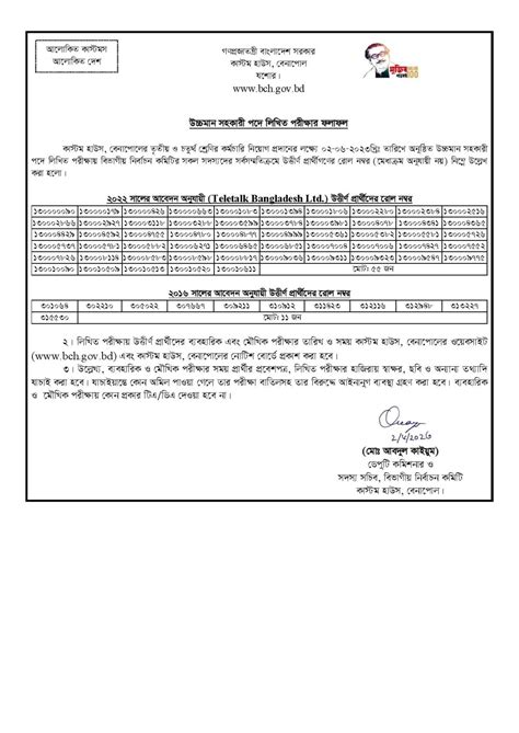 বেনাপোল কাস্টম হাউজ উচ্চমান সহকারী নিয়োগ পরীক্ষার ফলাফল ২০২৩