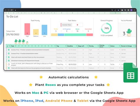 To Do List Template Google Sheets Spreadsheet Checklist Etsy