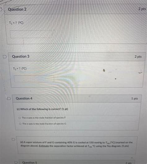 Solved Consider The Following Txy Diagram For Binary Mixture Chegg