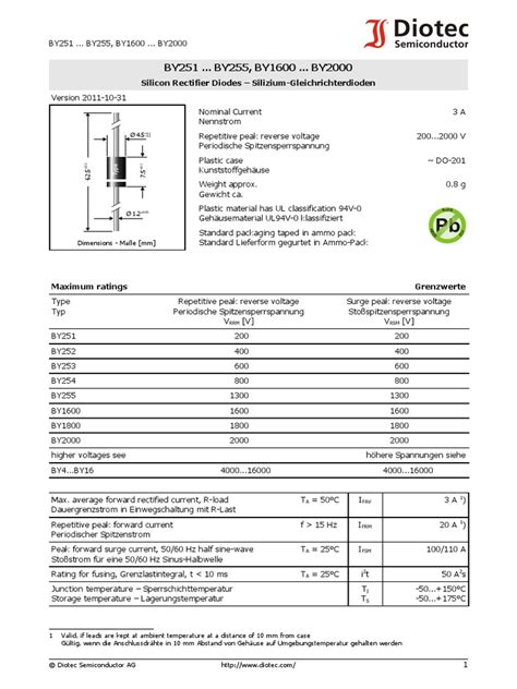 Diode By251 Data Sheet Pdf