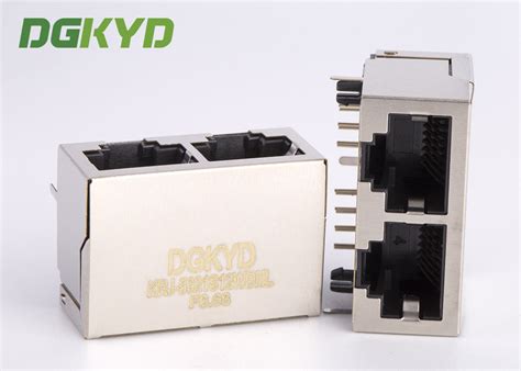 10 100 1000 Base Tx 1x2 Double Port Rj45 Ethernet Connector Without Transformer