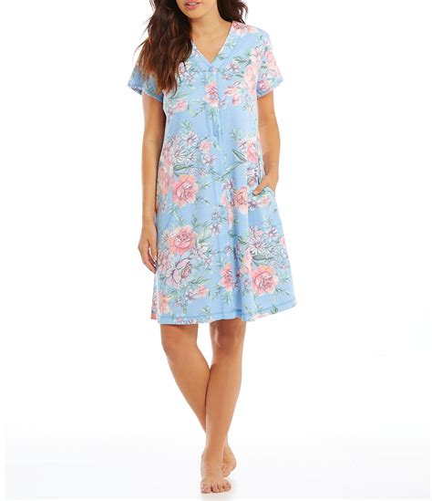 Lyst Miss Elaine Floral Interlock Grip Front Robe In Blue