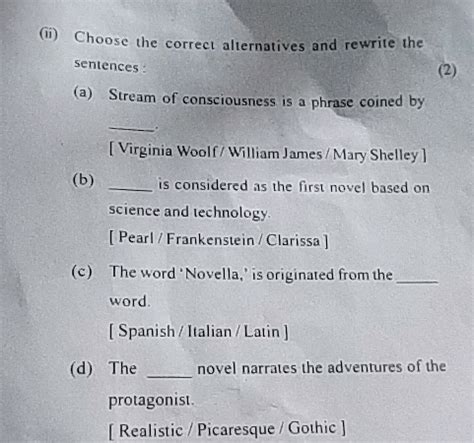ii Choose the correct alternatives and | StudyX