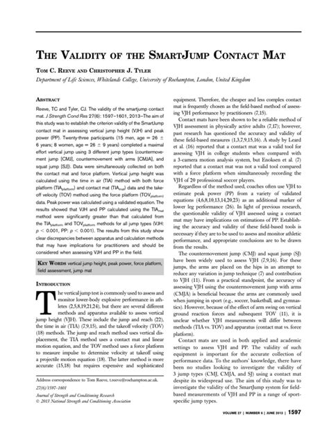 Thevalidityofthesmartjumpcontactmat18 Pdf Force Analysis Of Variance