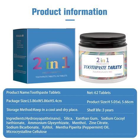 Diandenggg Chewable Toothpaste Tablets Natural Paste Tabs Fluoride Earth Friendly Glass Jar