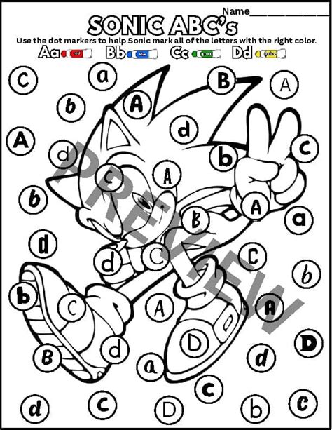 Sonic Inspired Letter Recognition And Sort A Z Coloring Pages Dot