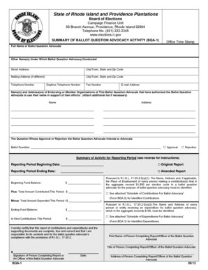 Fillable Online Elections Ri NOTE Return All Completed Forms To The R