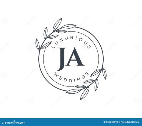 Ja Initials Letter Wedding Monogram Logos Template Hand Drawn Modern