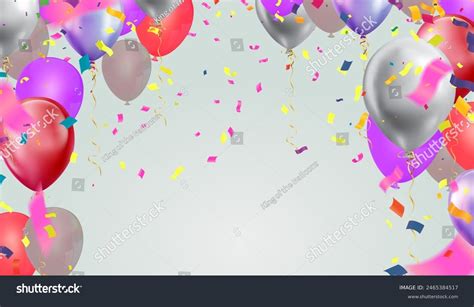 Celebration Background Colorful Balloons Confetti Vector Stock Vector