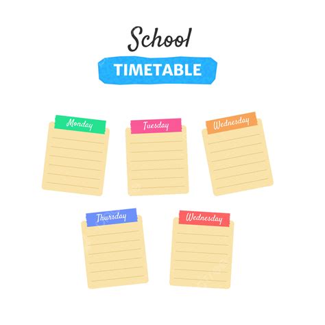 Sticky Note School Timetable Template School Table Sticky Note School Table Task School Png