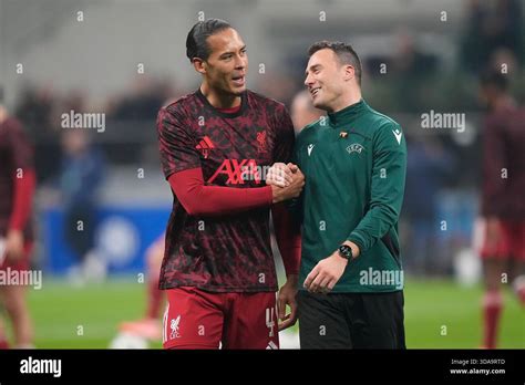 Liverpools Virgil Van Dijk Shakes Hands With A Referee Before A