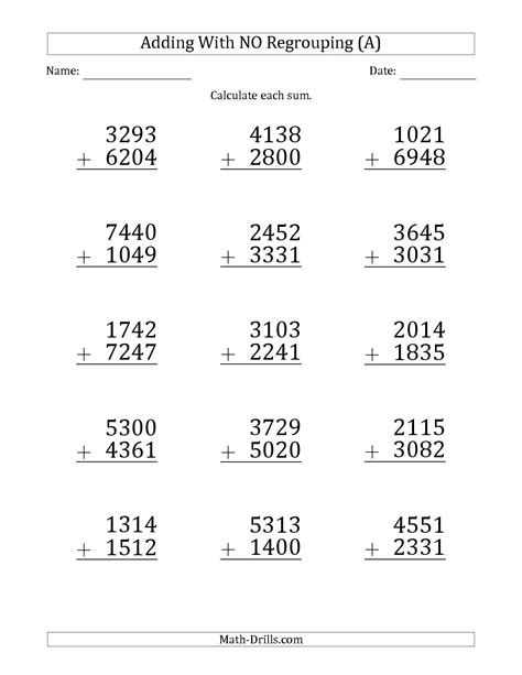 Addition Digits Without Regrouping
