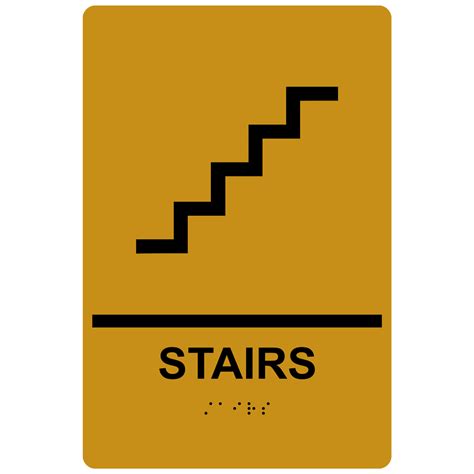 ADA Stairs Braille Sign RRE BLKonGLD Wayfinding
