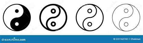 Yin Yang Linear Symbols Religion Symbol Of Taoism Vector Illustration