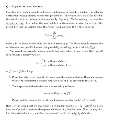 Solved Q2 Expectation And Variancestatistics Uses Random