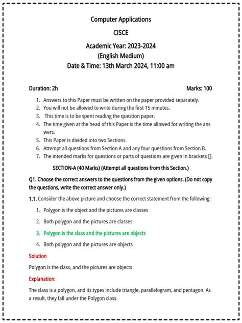 Computer Applications Cisce Academic Year 2023 2024 English Medium