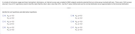 Identify The Null Hypothesis And Alternative Chegg Com
