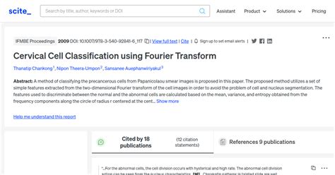 [citation Report] Cervical Cell Classification Using Fourier Transform