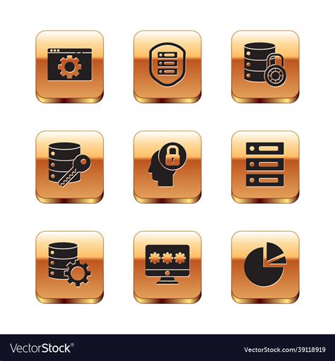 Set Browser Setting Server And Gear Monitor Vector Image
