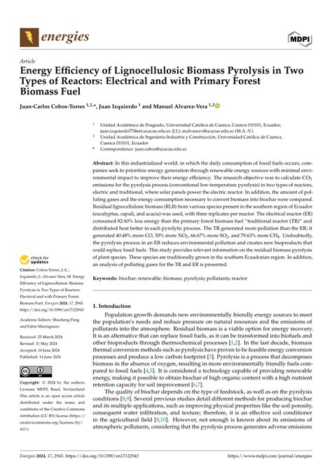Pdf Energy Efficiency Of Lignocellulosic Biomass Pyrolysis In Two
