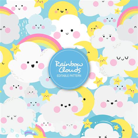 Premium Vector Rainbow Clouds Seamless Pattern