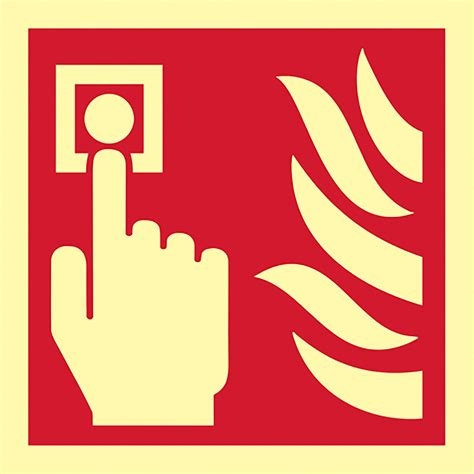 Self Adhesive Vinyl Photoluminescent Fire Alarm Call Point Sign 100mm X