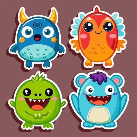 Premium Vector Cute Monster Stickers Fun And Adorable Characters