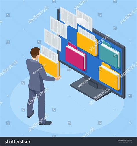 Isometric Database Archive Folder Archives Drawer Stock Vector Royalty