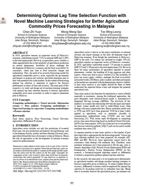Determine Optimal Lag Time Selection Function With Novel Machine Learning To Forecasst Commodity
