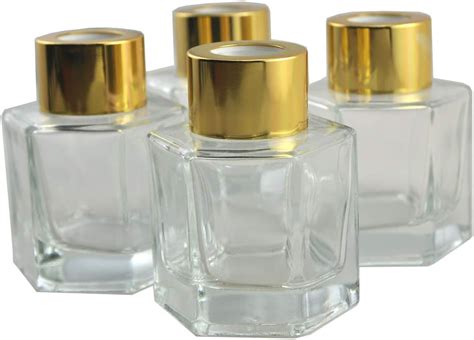 Ougual Set Of 4 Hexagonal Column Glass Essential Oils